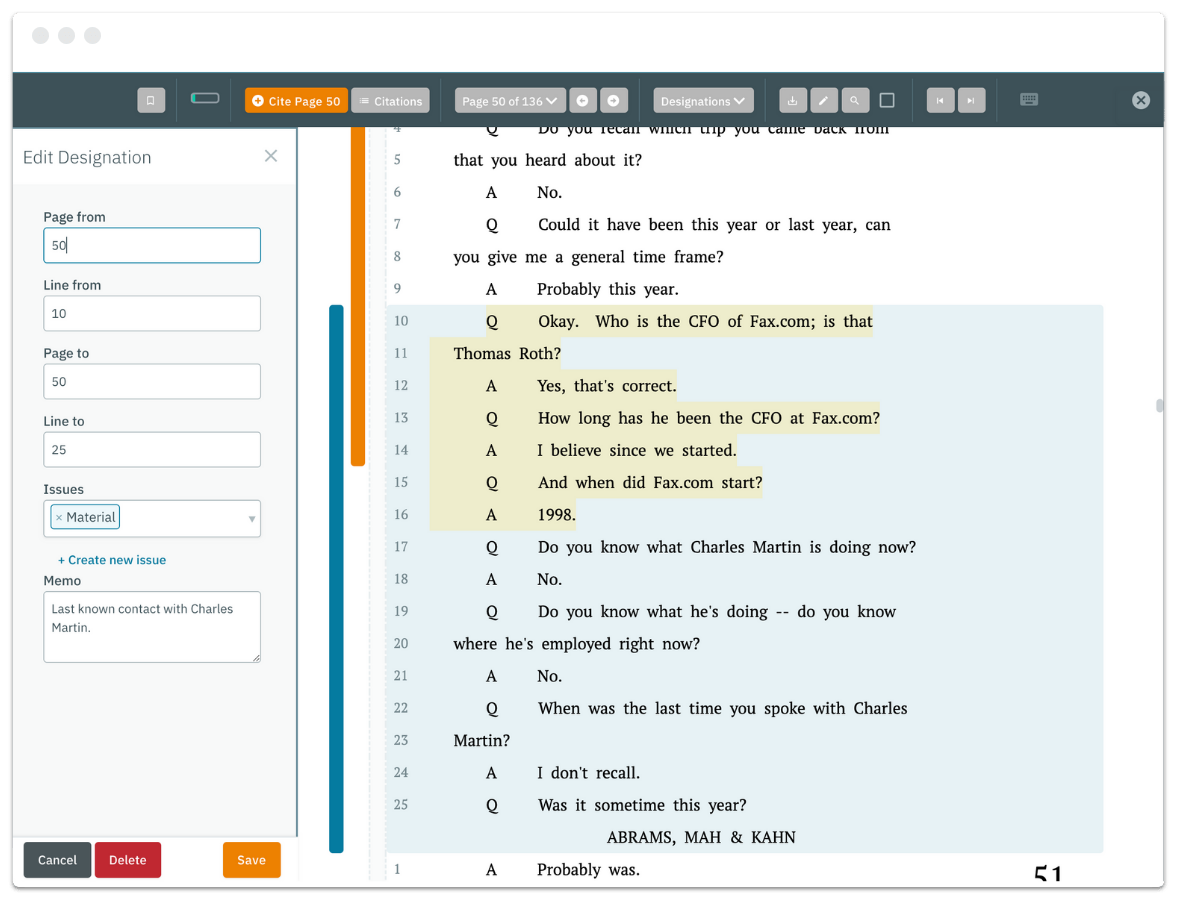 Deposition & Transcript Management Software | CaseFleet Deposition & Transcript Management Software | CaseFleet